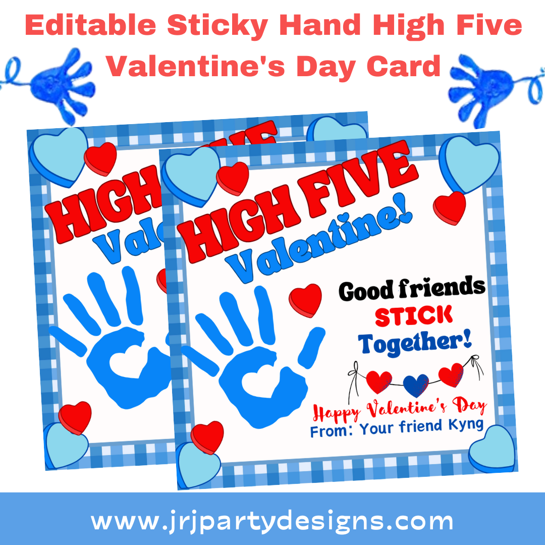 Editable Sticky Hand High Five Valentine's Day Printable Cards - Insta ...