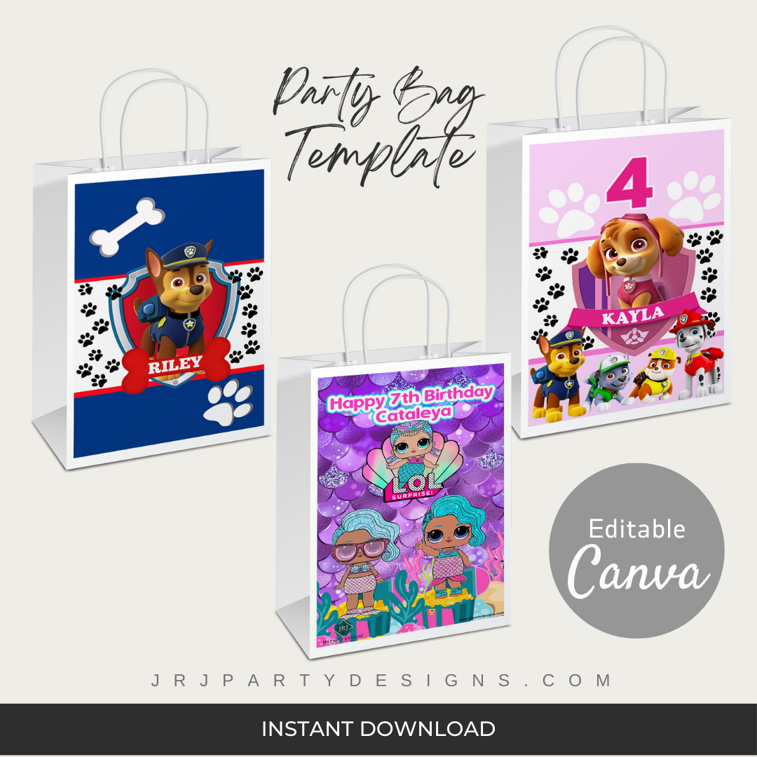 Custom Gift Bag Label Template – JRJ Party Designs Inc.