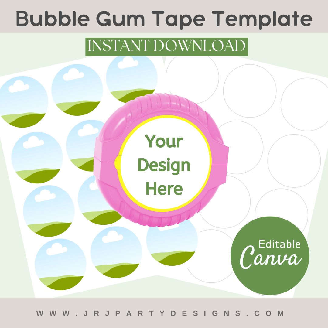 Bubble Gum Tape Template, Bubble Gum Label Template – JRJ Party Designs ...