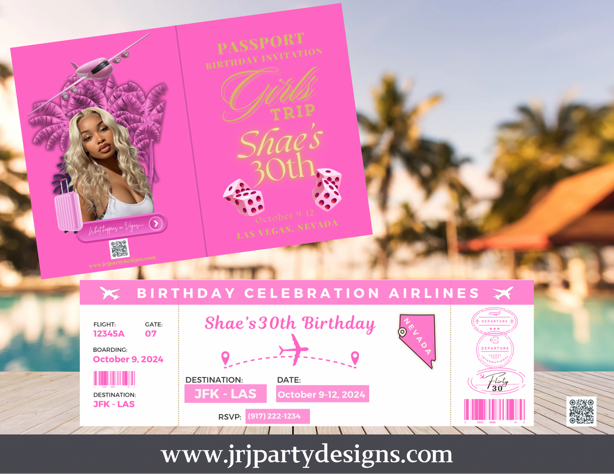 Passport and Boarding Pass Invitation - DIGITAL – JRJ Party Designs Inc.