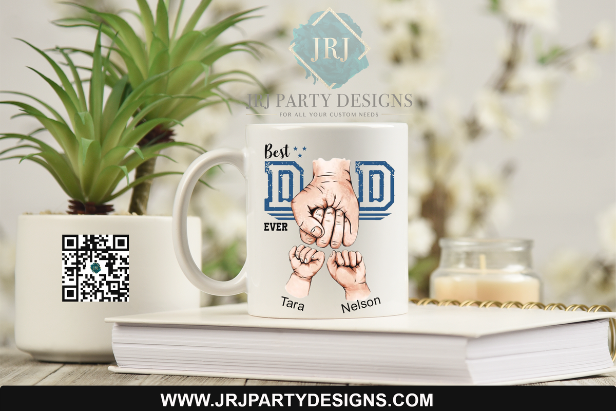 Best Dad Ever Mug with kids hands – JRJ Party Designs Inc.