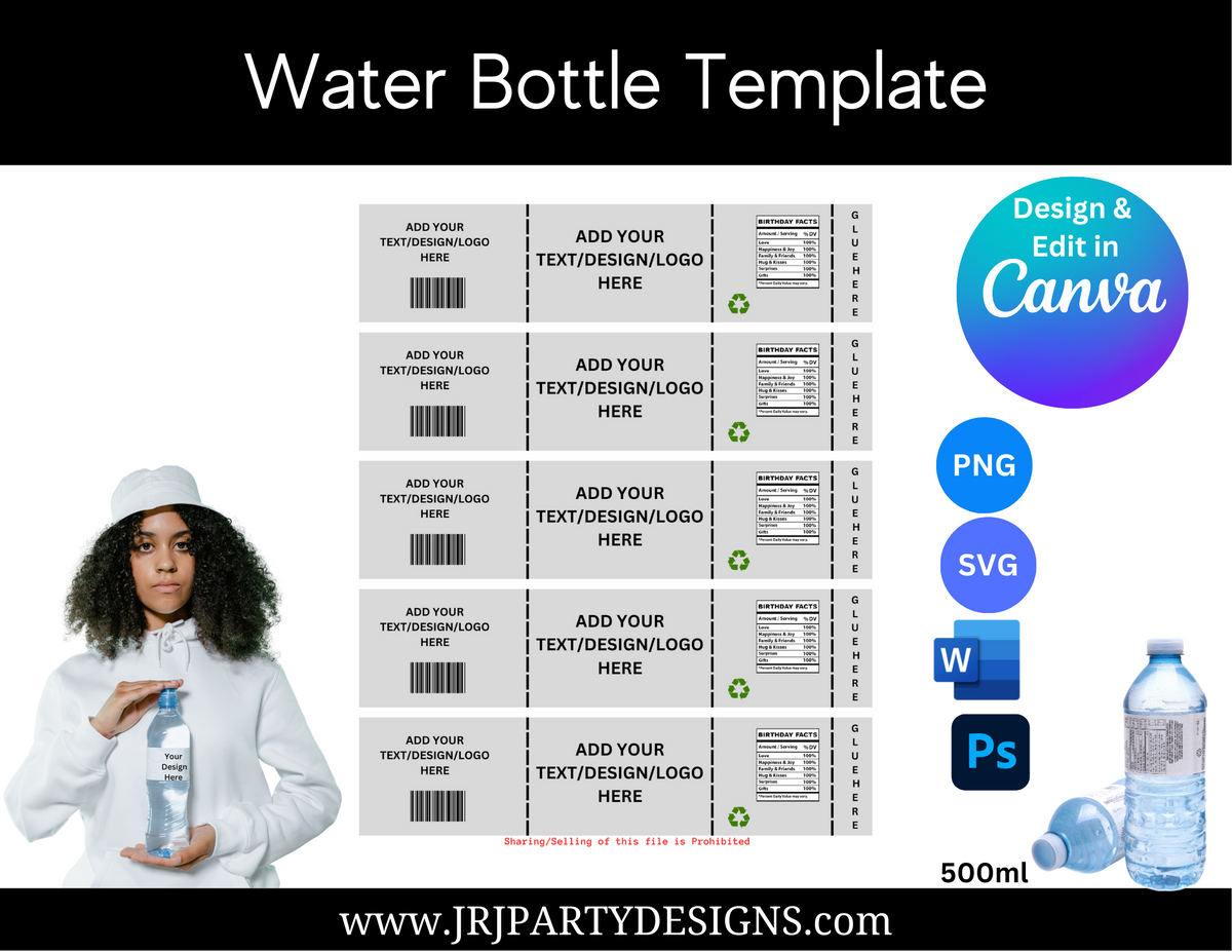 DIY Water Bottle Template – JRJ Party Designs Inc.
